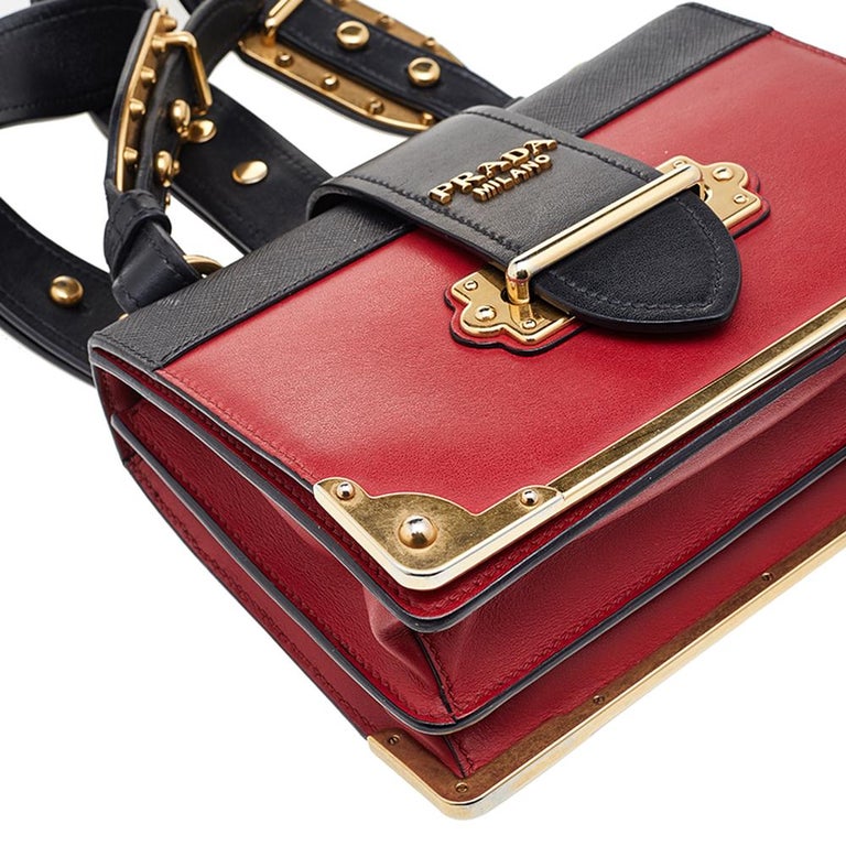 Prada Red/Black Leather Cahier Flap Shoulder Bag at 1stDibs