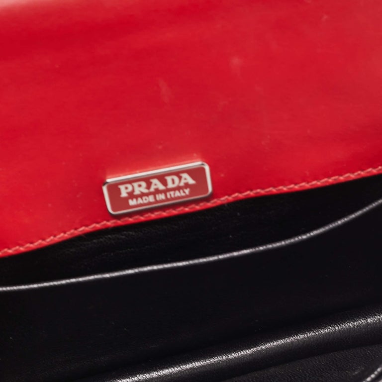 Prada Red/Black Leather Crystal Embellished Cahier Shoulder Bag For ...