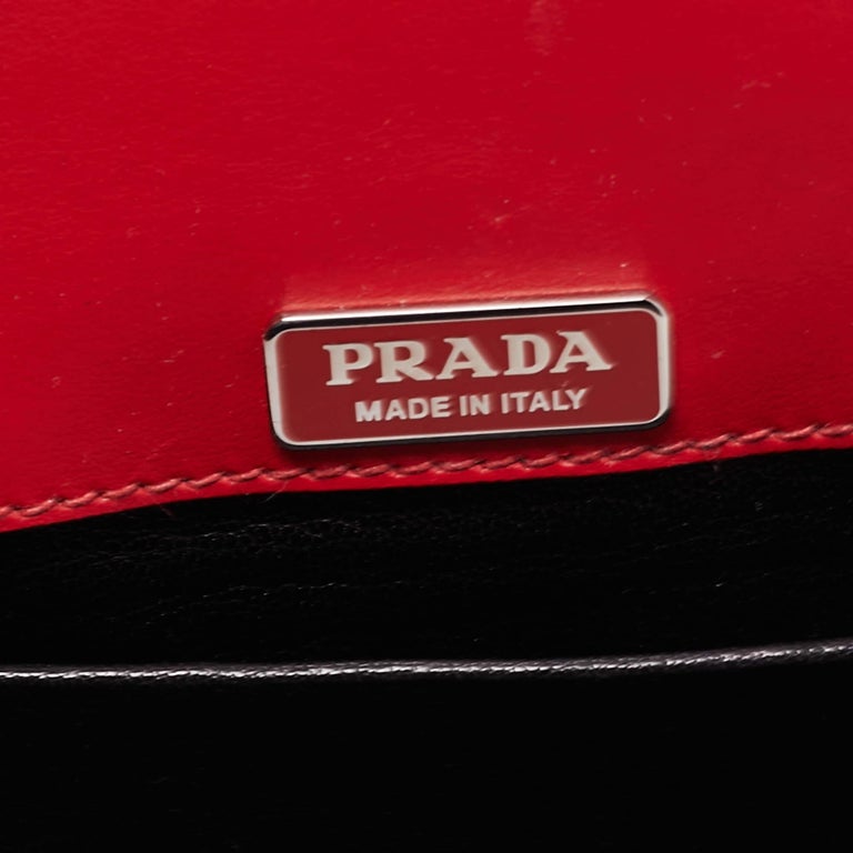 Prada Red/Black Leather Crystal Embellished Cahier Shoulder Bag For ...