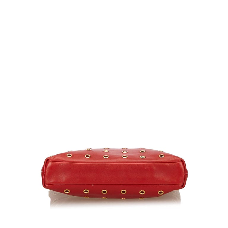 Prada Red Calf Leather 18 Carat Gold-Toned Eyelet Handbag at 1stDibs ...