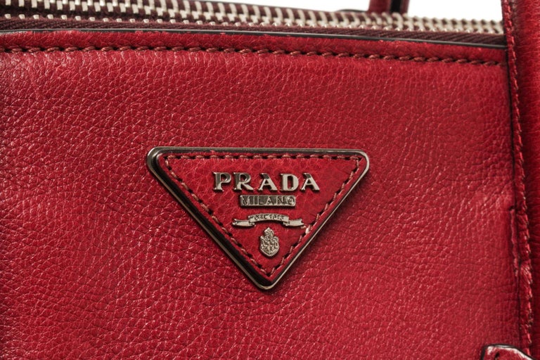 Prada Red Calf Twin Pocket Tote Bag For Sale at 1stDibs