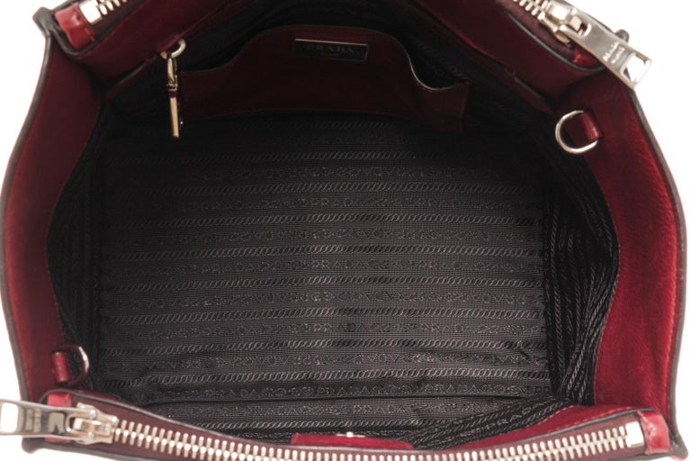 Prada Red Calf Twin Pocket Tote Bag For Sale at 1stDibs
