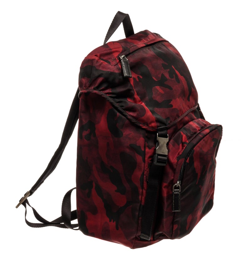 Prada Red Camouflage Tessuto Backpack For Sale at 1stDibs