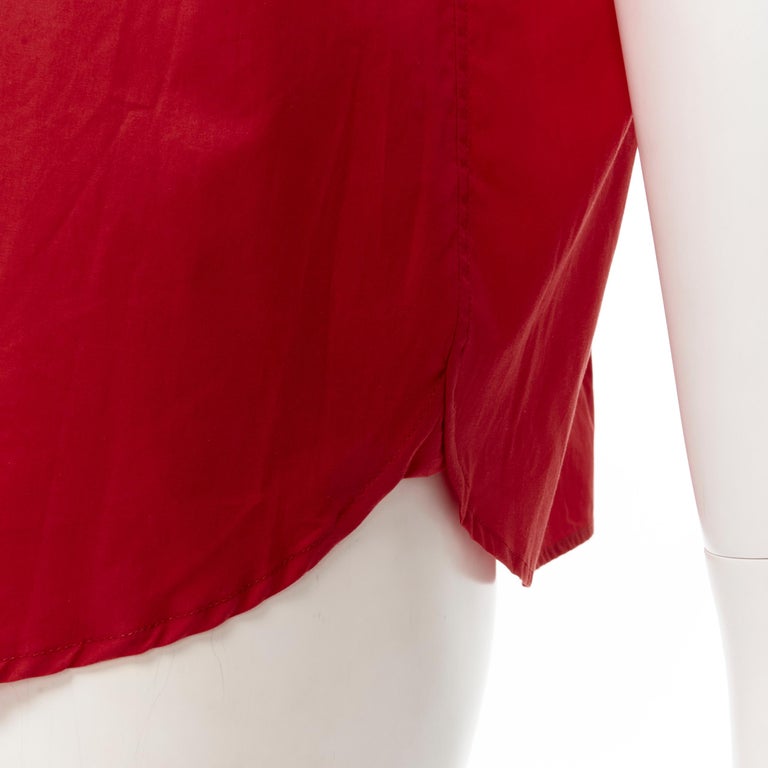 PRADA red contrast black collar boxy sleeveless vest shirt S For Sale ...