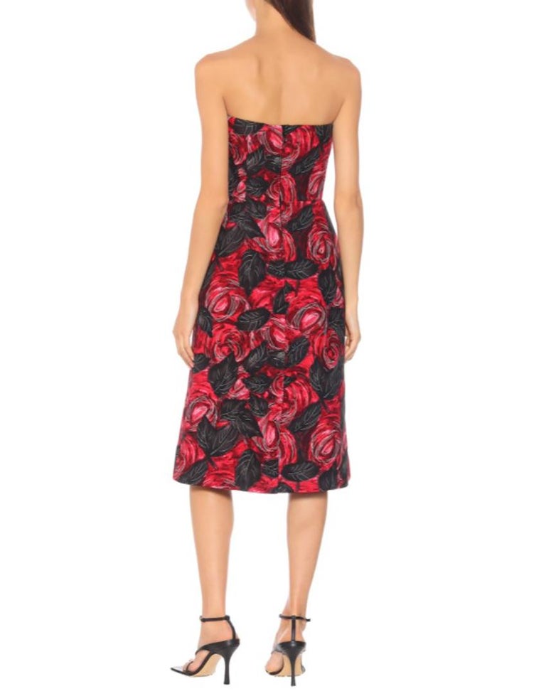PRADA RED FLORAL CREPE-CADY MIDI DRESS in RED EU 40 For Sale at 1stDibs ...