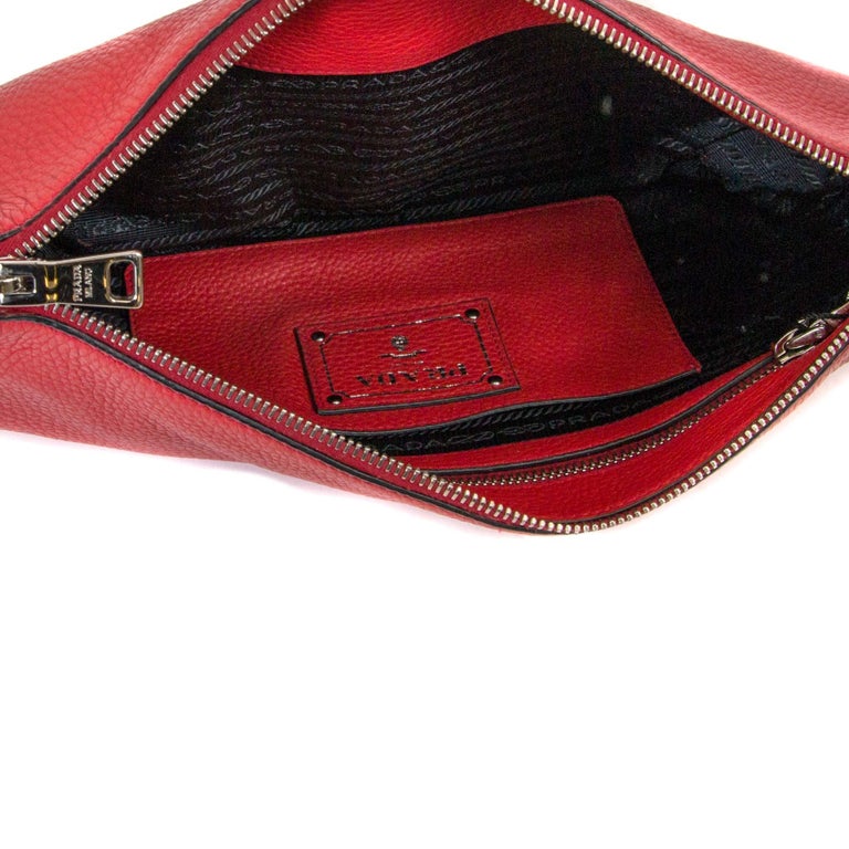 Prada Red Leather Clutch For Sale at 1stDibs