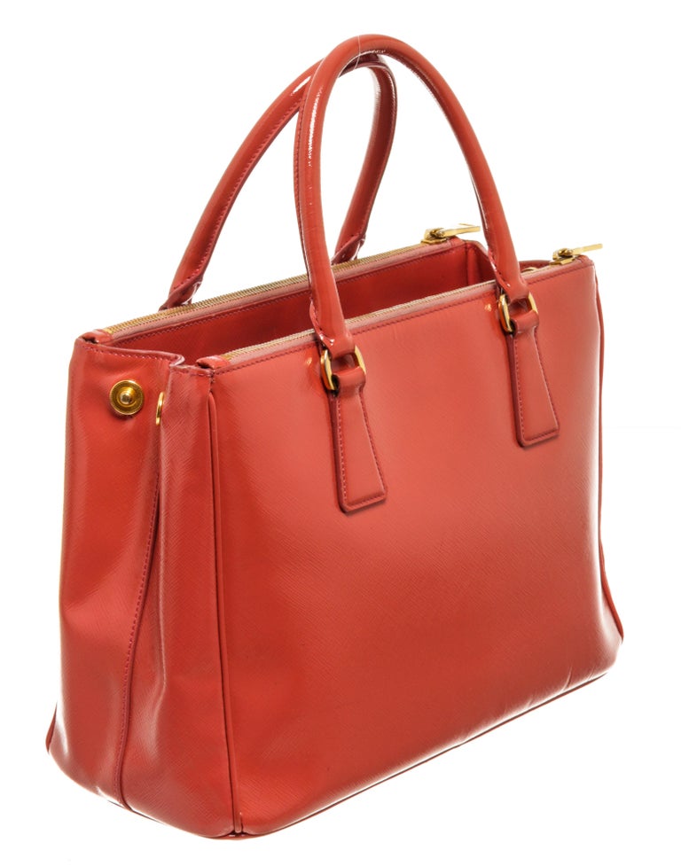Prada Red Leather Medium Tote Bag at 1stDibs