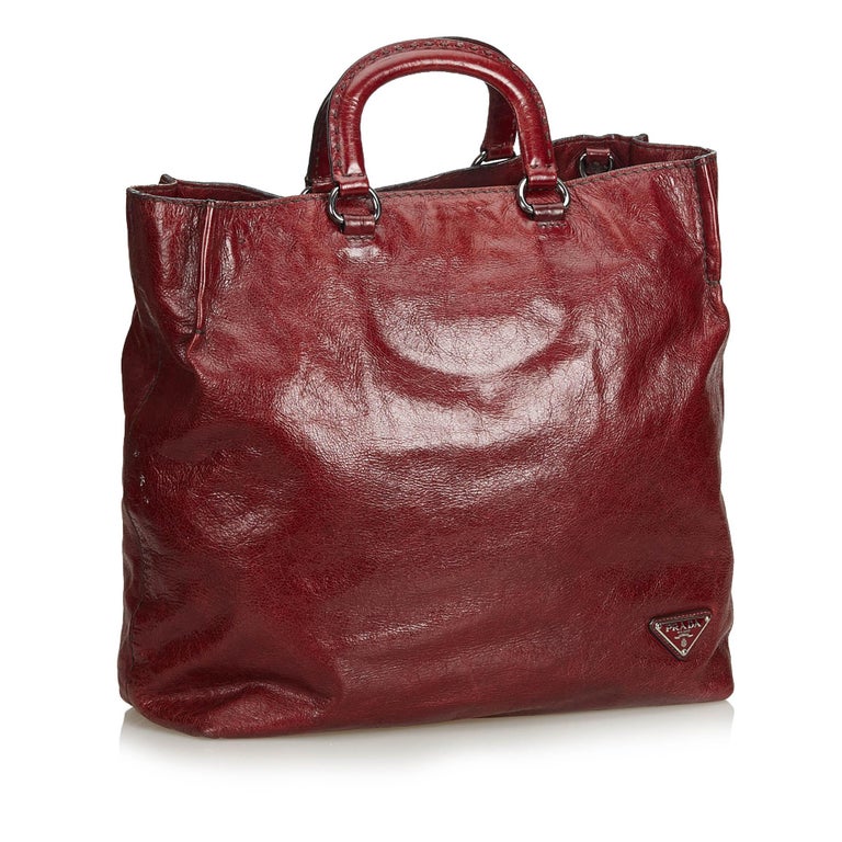 Prada Red Leather Satchel Bag at 1stDibs