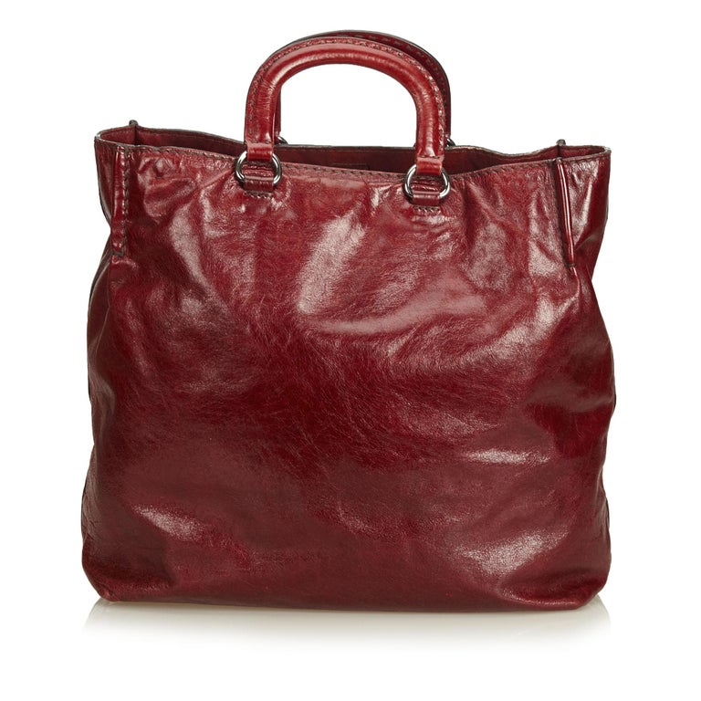 Prada Red Leather Satchel Bag at 1stDibs