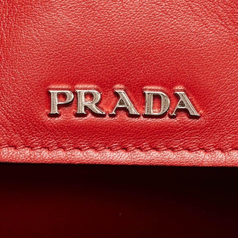 Prada Red Leather Top Handle Bag For Sale at 1stDibs