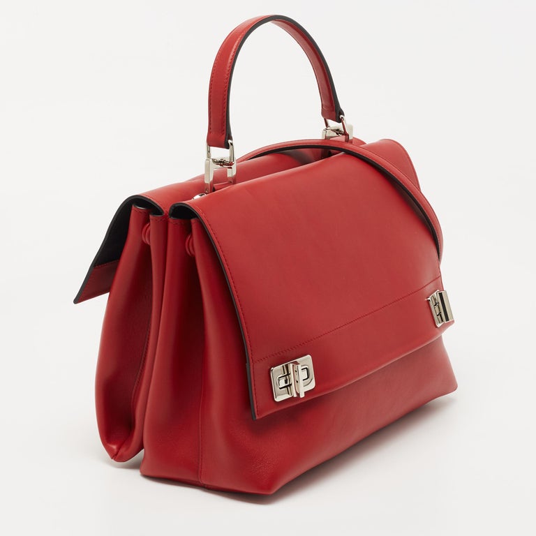 Prada Red Leather Top Handle Bag For Sale at 1stDibs