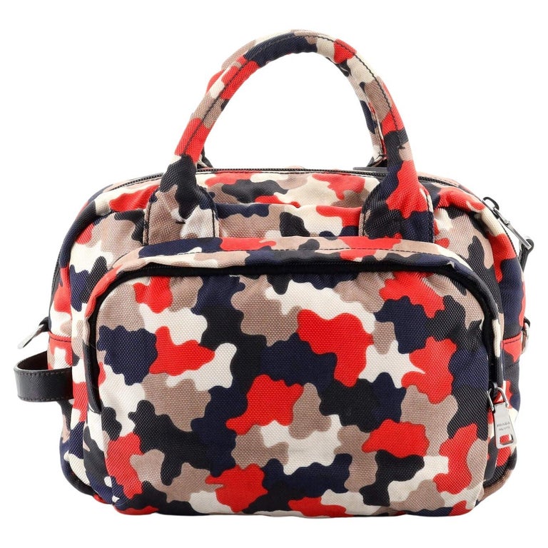 Prada Red Multicolor Printed Canvas Convertible Zip Around Small ...