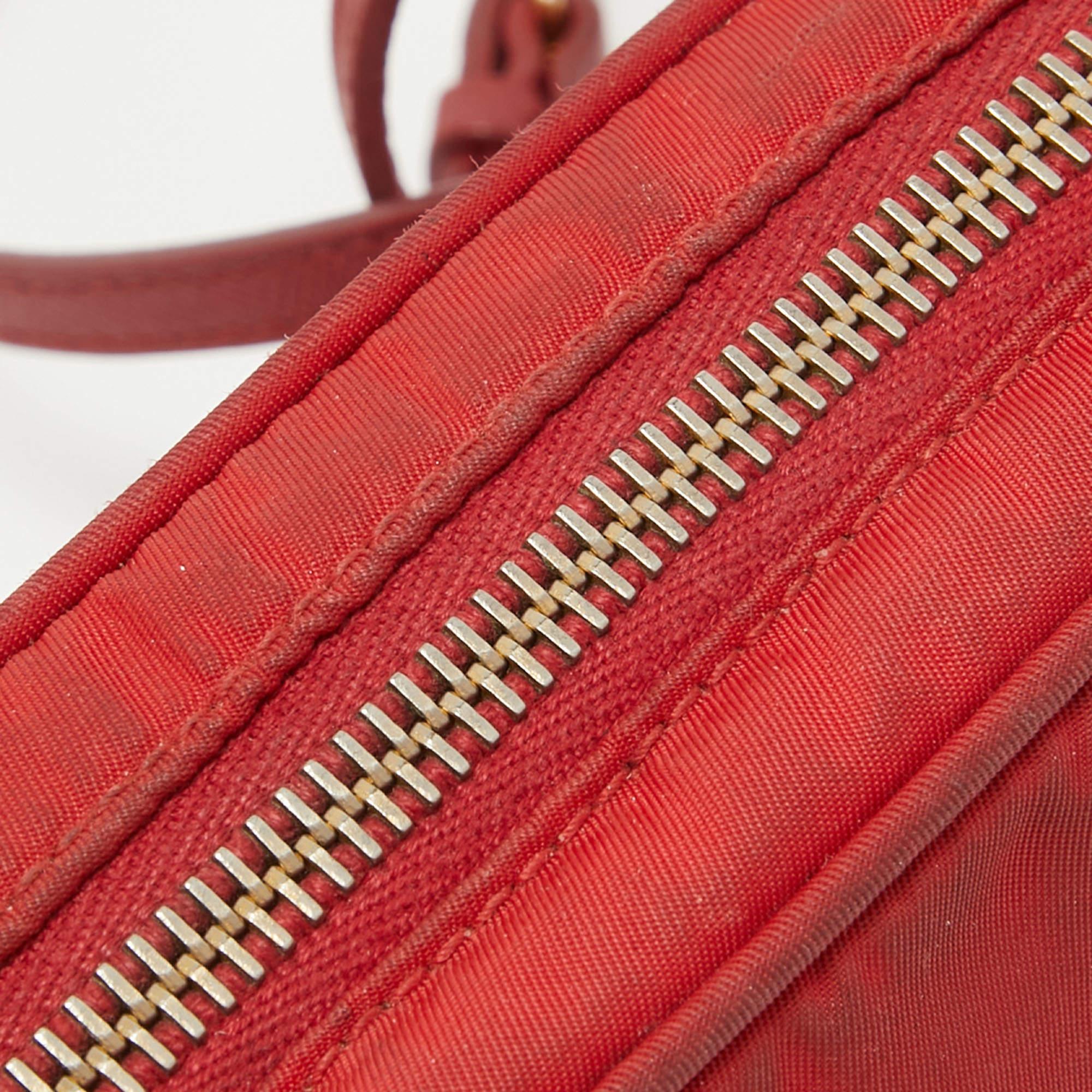 Prada Red Nylon and Saffiano Leather Mini Crossbody Bag For Sale at 1stDibs