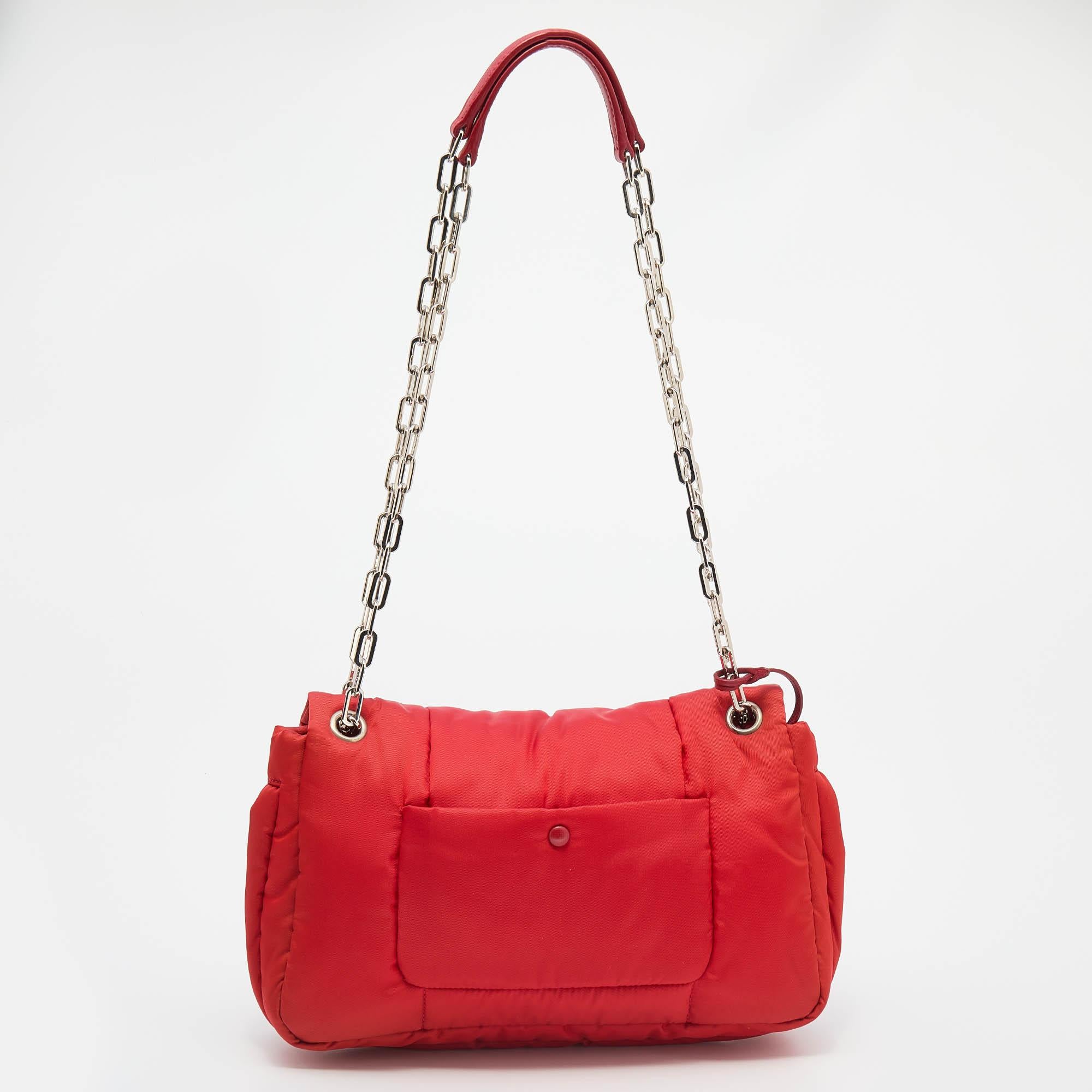 Prada Red Nylon Bomber Chain Shoulder Bag at 1stDibs | red prada bag ...
