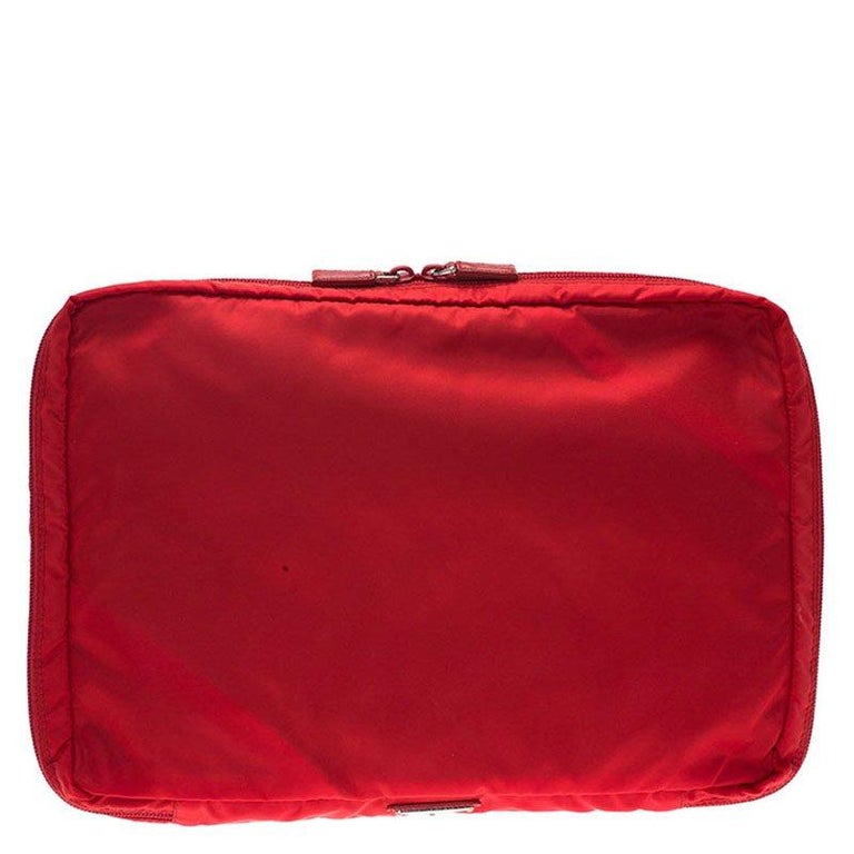 Prada Red Nylon Laptop Case For Sale at 1stDibs