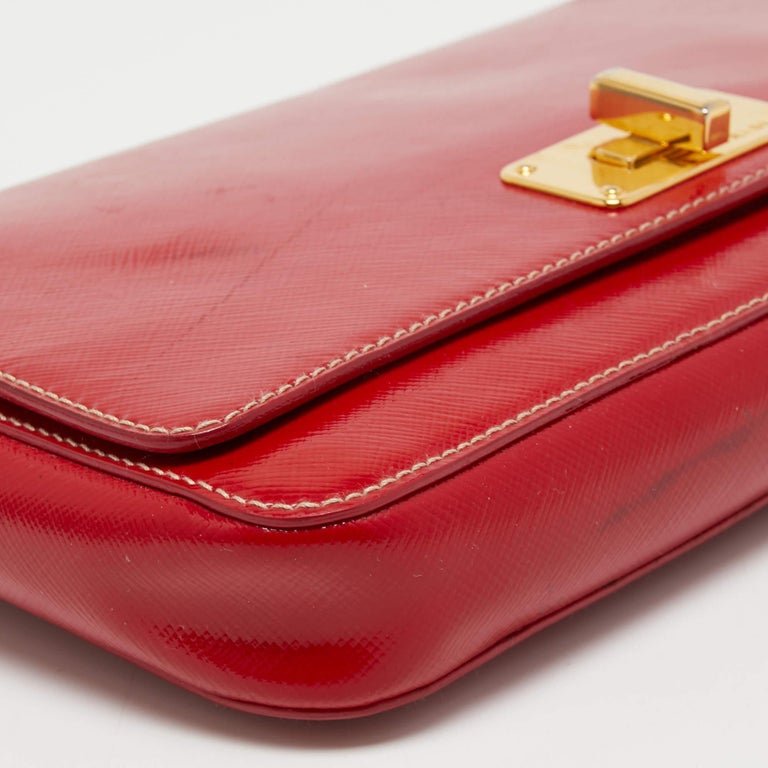Prada Red Patent Leather Flap Crossbody Bag at 1stDibs