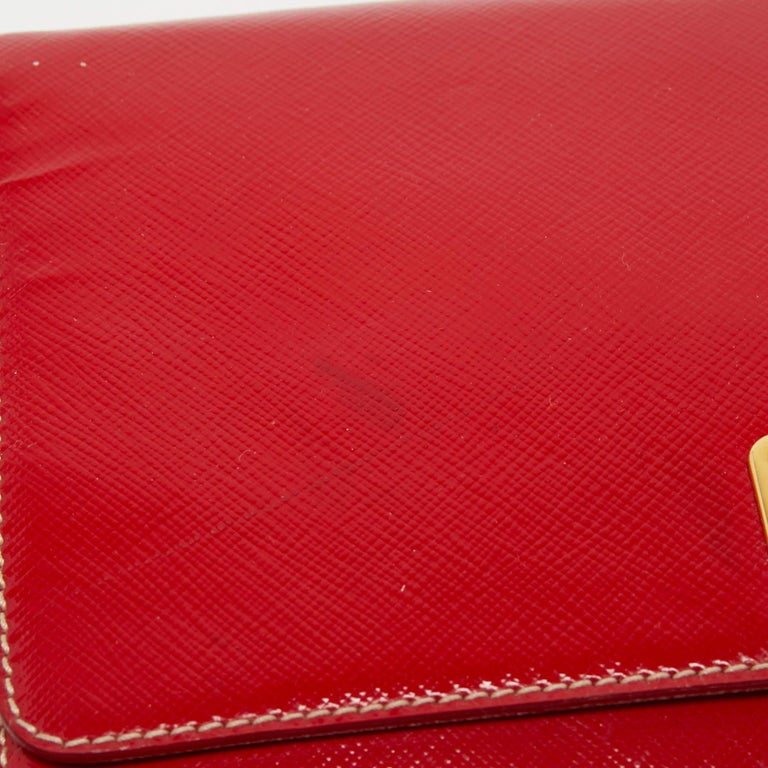 Prada Red Patent Leather Flap Crossbody Bag at 1stDibs
