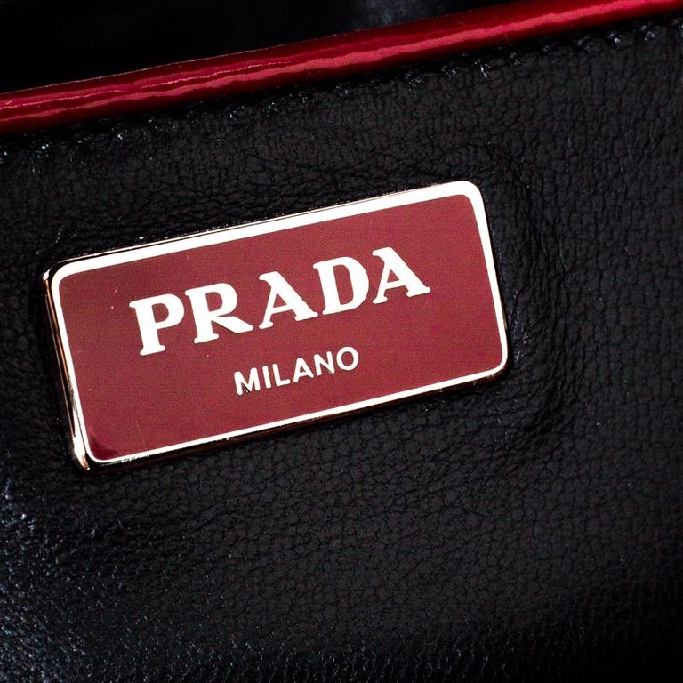 Prada Red Patent Leather Front Pocket Double Zip Lux Tote at 1stDibs