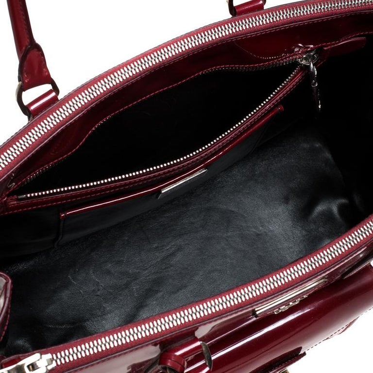 Prada Red Patent Leather Front Pocket Double Zip Lux Tote at 1stDibs