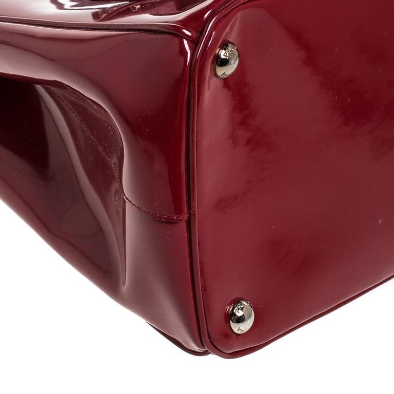 Prada Red Patent Leather Front Pocket Double Zip Lux Tote at 1stDibs