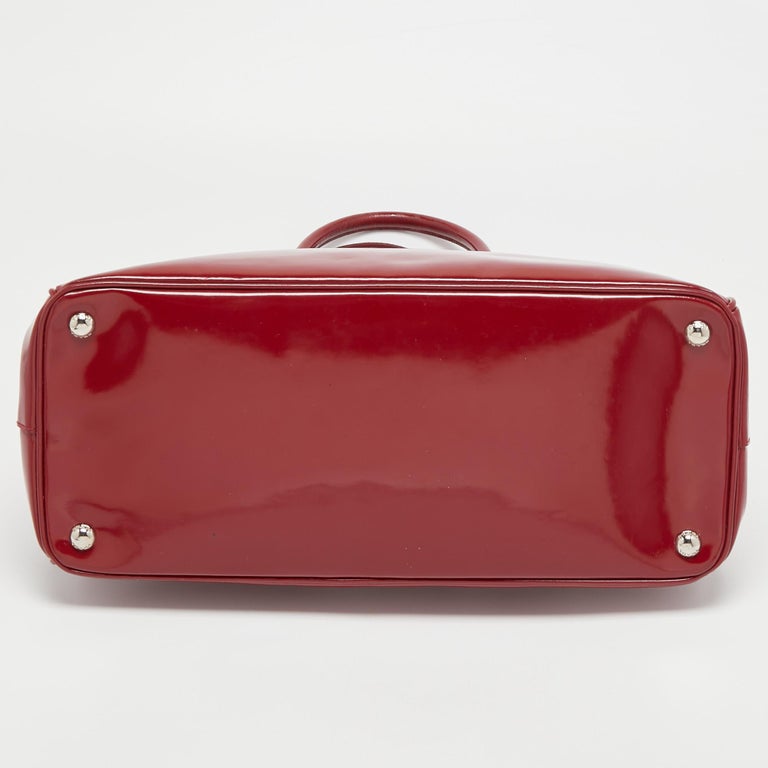 Prada Red Patent Leather Large Galleria Double Zip Tote For Sale at 1stDibs