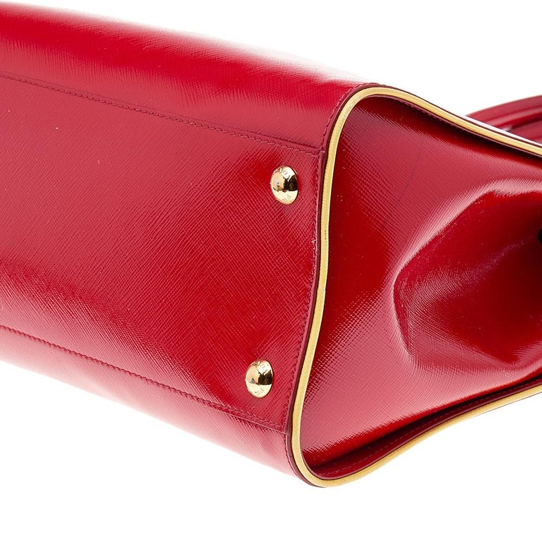 Prada Red Patent Leather Open Satchel at 1stDibs