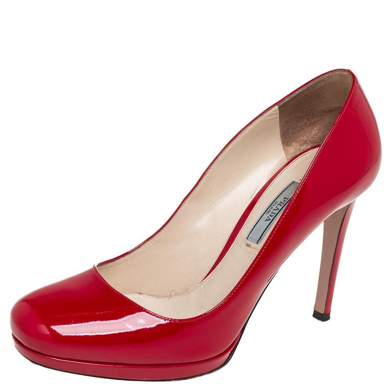 Prada Red Patent Leather Platform Pumps Size 39 at 1stDibs