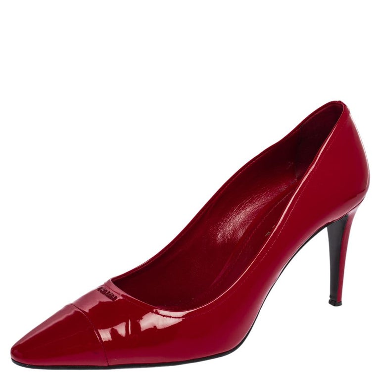 Prada Red Patent Leather Pumps Size 38 at 1stDibs