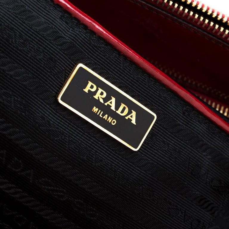 Prada Red Patent Spazzolato Leather Large Double Zip Tote at 1stDibs ...
