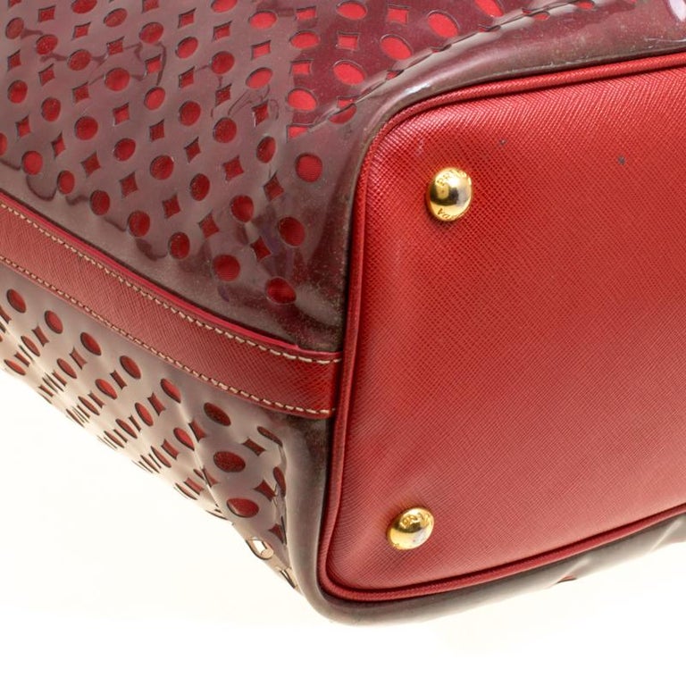 Prada Red Perforated PVC Tote For Sale at 1stDibs