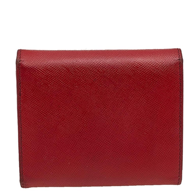 Prada Red Saffiano Leather Compact Wallet at 1stDibs
