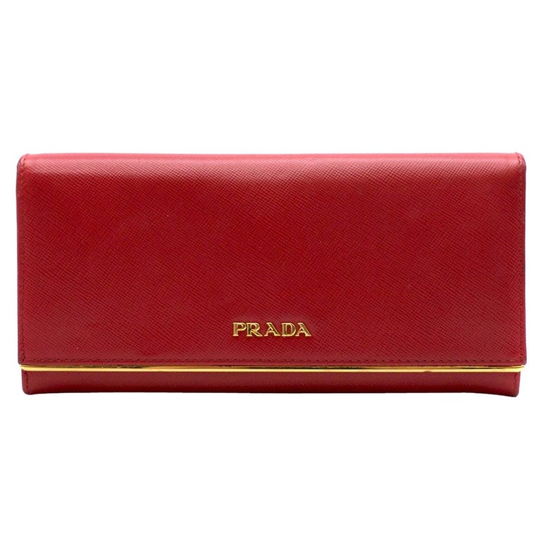 Prada Red Saffiano Leather Wallet at 1stdibs