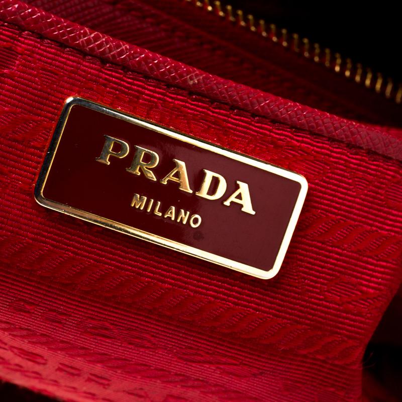 Prada Red Saffiano Lux Leather Large Double Zip Tote at 1stDibs