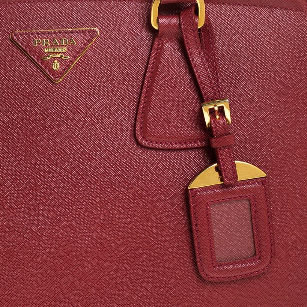 Prada Red Saffiano Lux Leather Parabole Tote Bag For Sale at 1stDibs