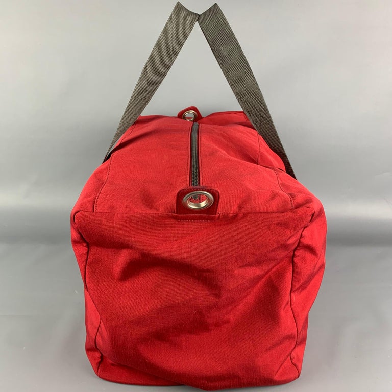 PRADA Red Slate Nylon Rectangle Duffle Bag For Sale at 1stDibs