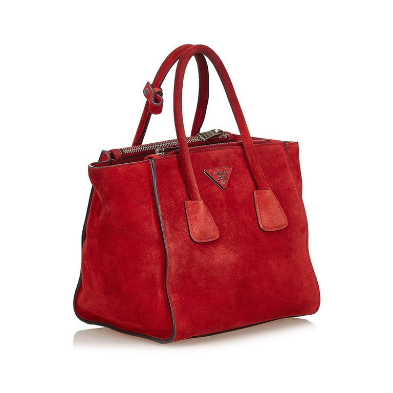 Prada Red Suede Twin Pocket Bag at 1stDibs | red suede handbag