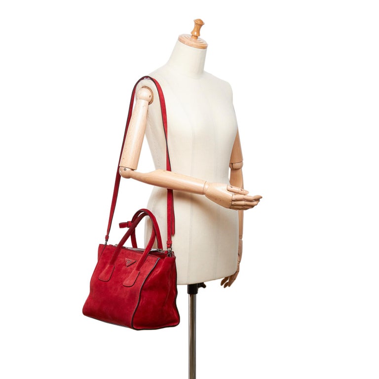 Prada Red Suede Twin Pocket Bag at 1stDibs | red suede handbag