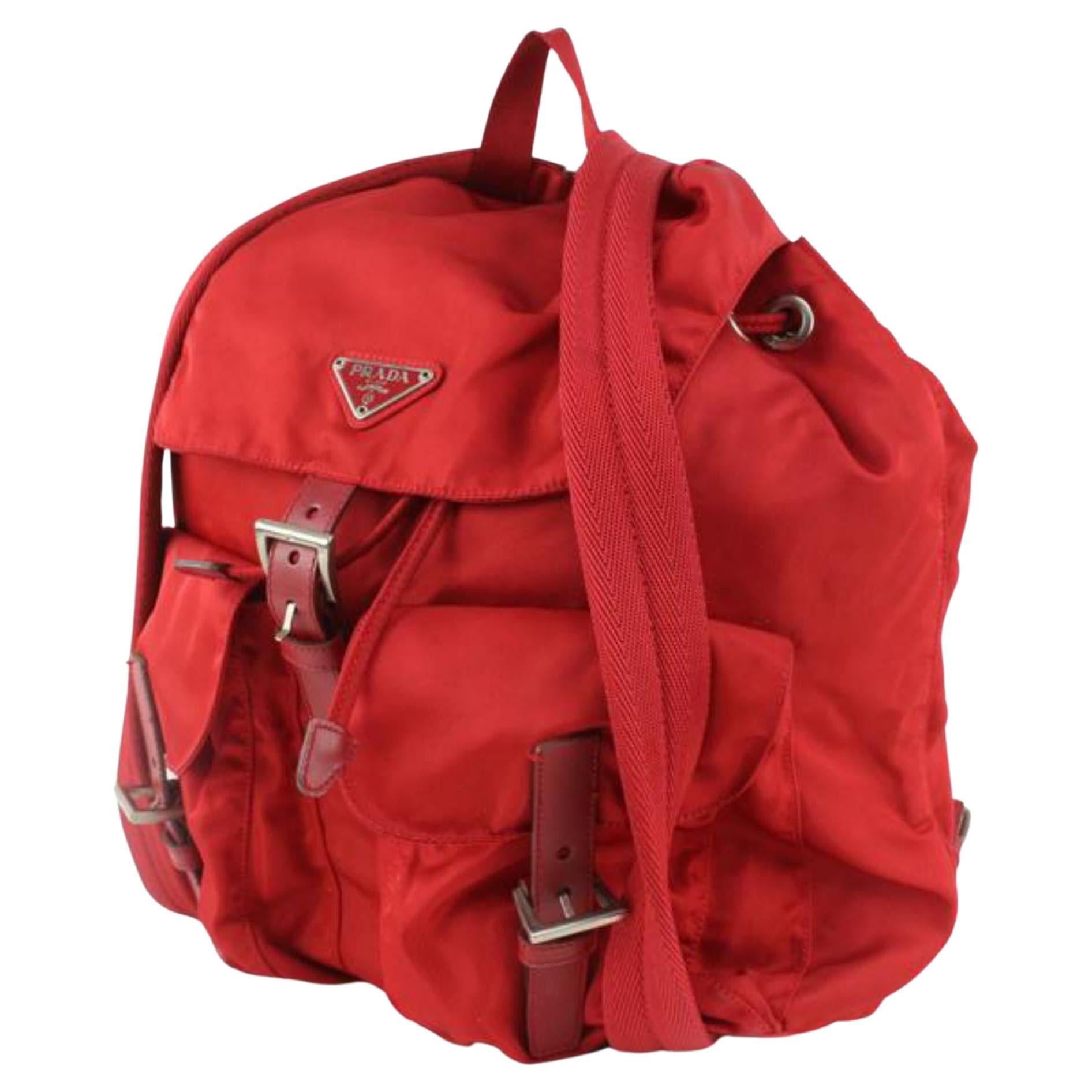 Prada Red Tessuto Nylon Twin Pocket Backpack 1115p18 at 1stDibs