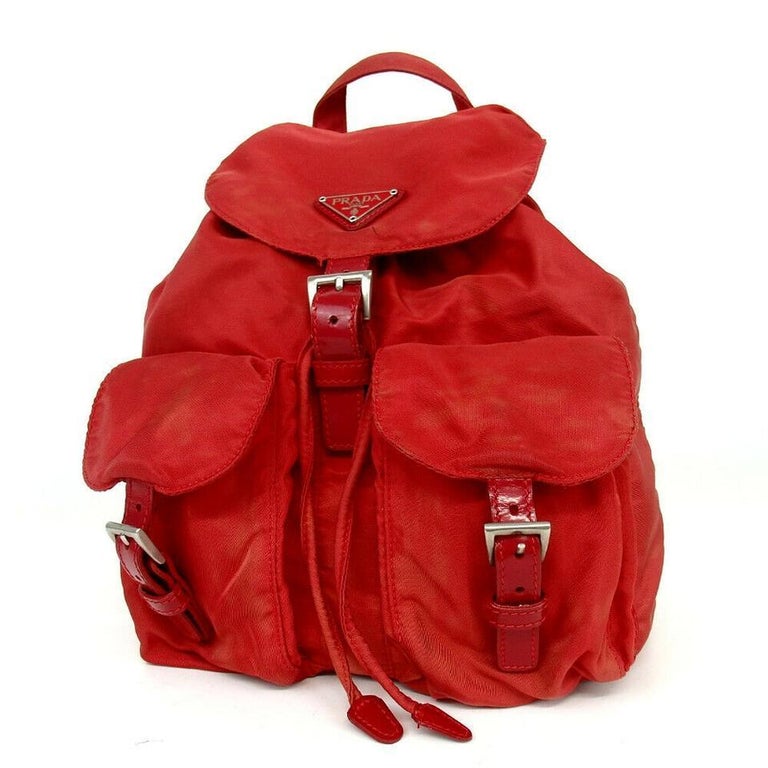 Prada Red Twin Pocket Backpack Tessuto Bookbag 858404 at 1stDibs ...