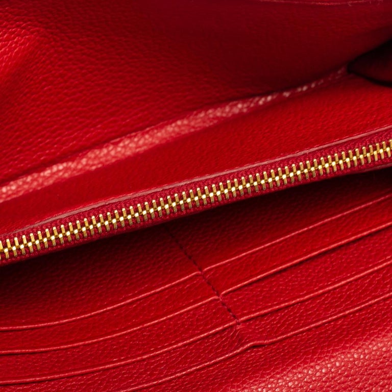 Prada Red Vitello Leather Flap Continental Wallet at 1stDibs