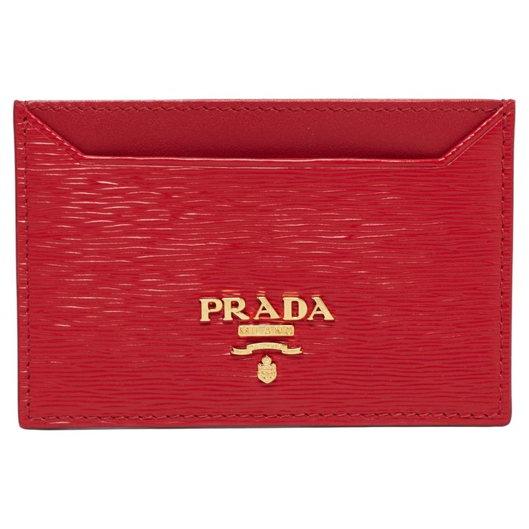 Prada Red Vitello Move Leather Card Holder For Sale at 1stDibs
