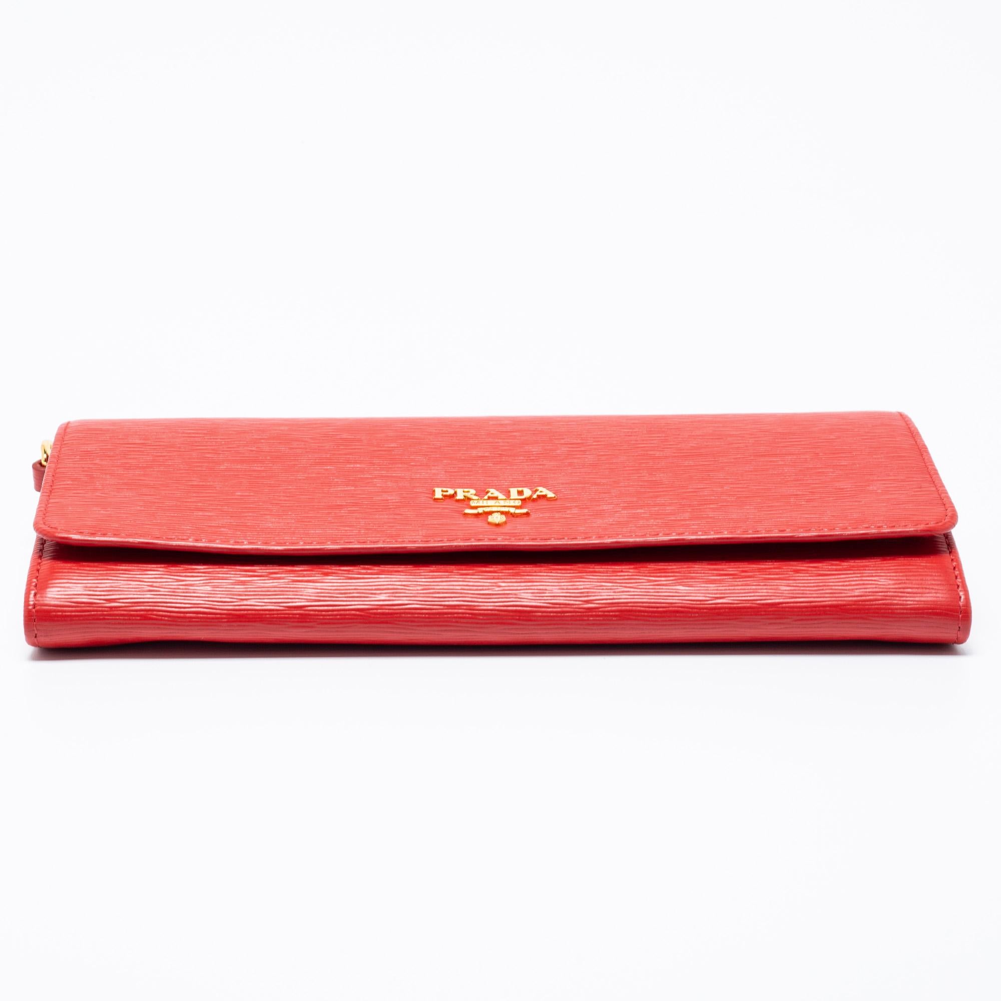 Prada Red Vitello Move Leather Wallet on Chain at 1stDibs | prada red ...