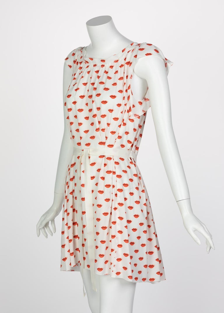 Prada Red White Lips Print Mini Dress Resort, 2012 For Sale at 1stDibs