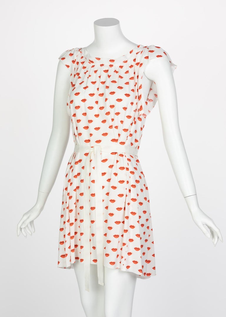 Prada Red White Lips Print Mini Dress Resort, 2012 at 1stDibs