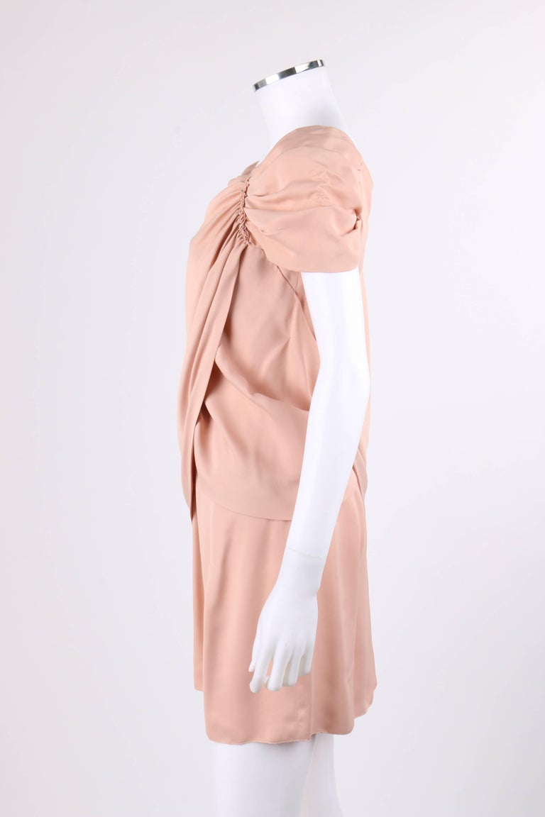 PRADA Resort 2010 Blush Pink Silk Asymmetrical Draped Shift Cocktail ...