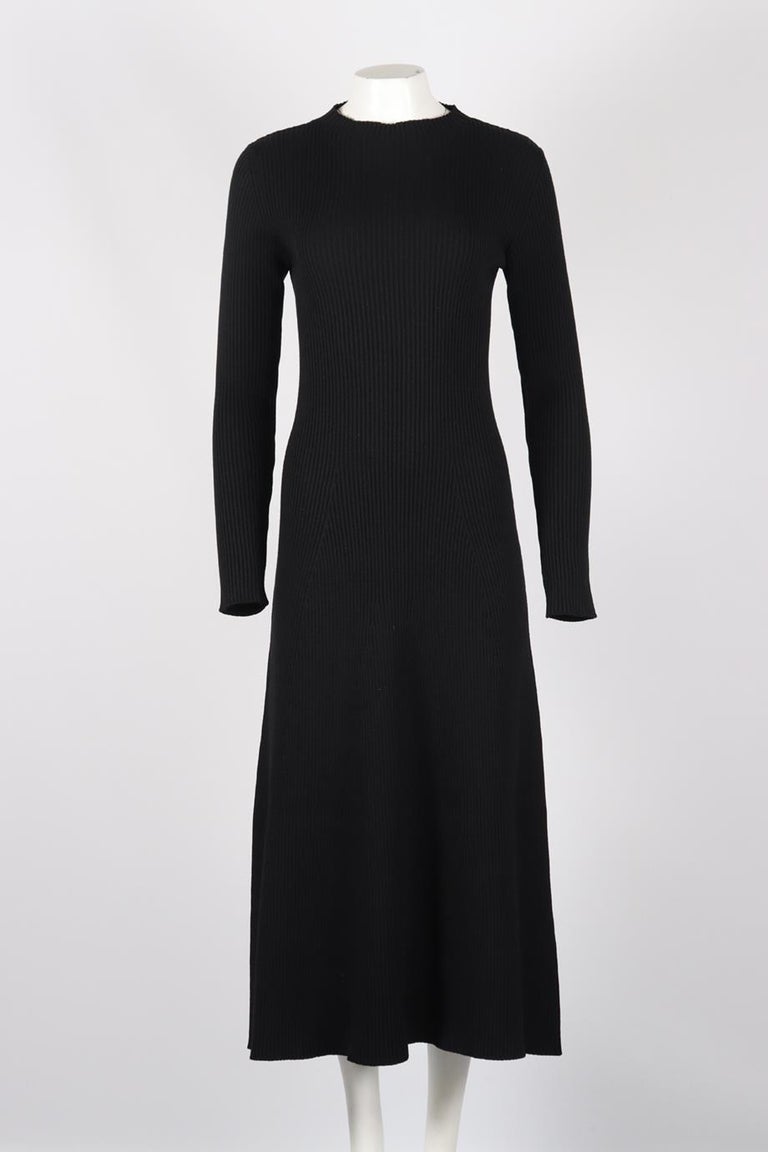 Prada Ribbed Wool Blend Midi Dress Large For Sale at 1stDibs