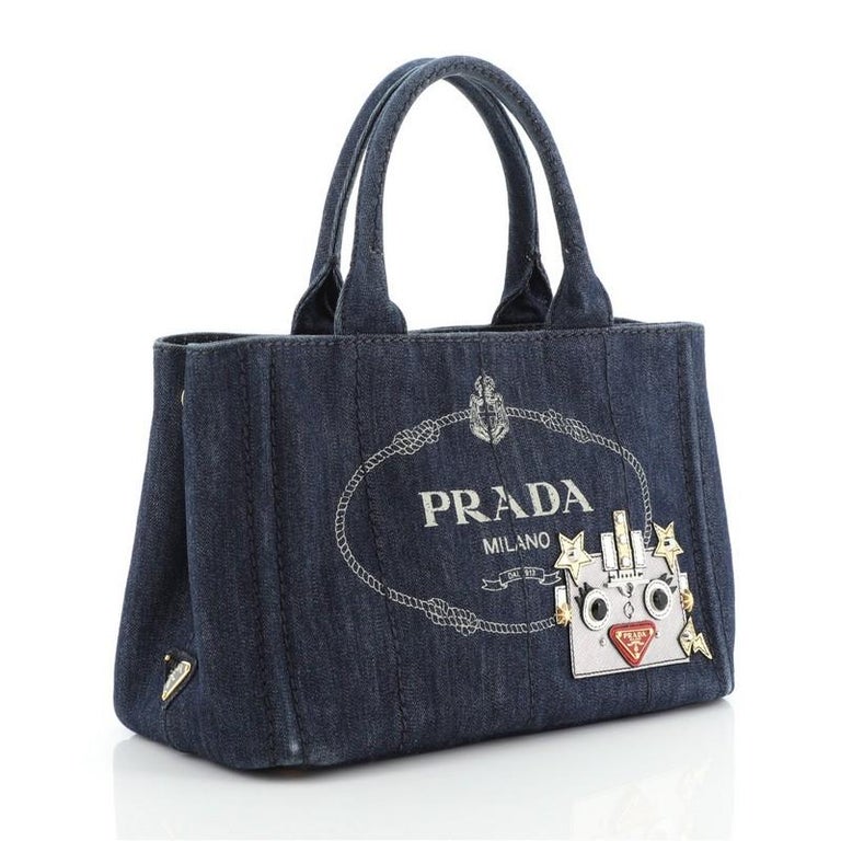 Prada Robot Convertible Tote Denim Small at 1stDibs