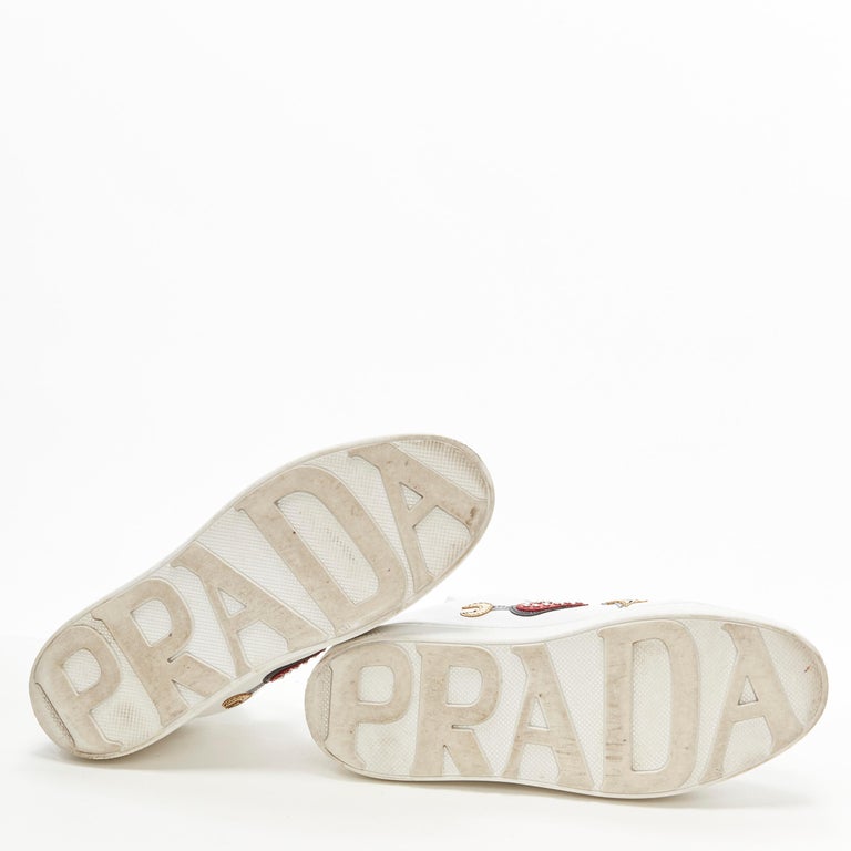 PRADA Robot Queen patchwork embellished white platform sneaker EU36 For ...