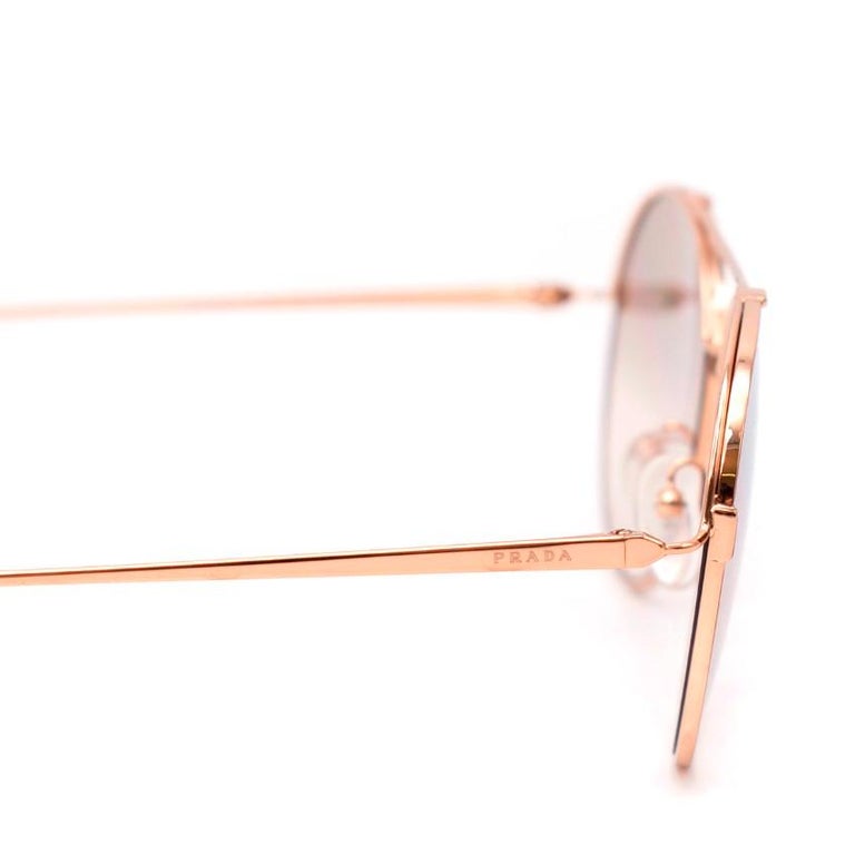 Prada Rose Gold Aviator Sunglasses For Sale at 1stDibs