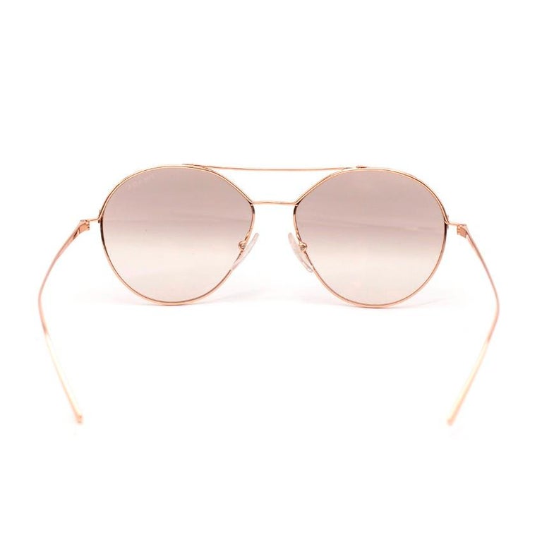 Prada Rose Gold Aviator Sunglasses For Sale at 1stDibs